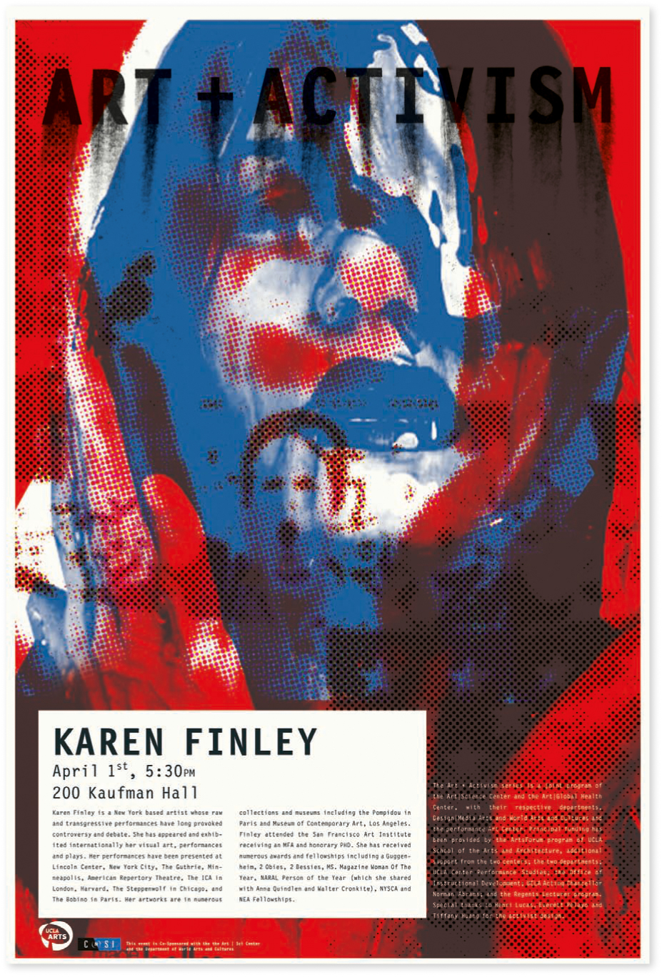 KAREN FINLEY: Art + Activism Lecture | UCLA Art | Sci Center + Lab
